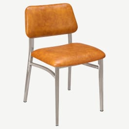 Luca Metal Chair with Padded Back in Clear Coat Finish